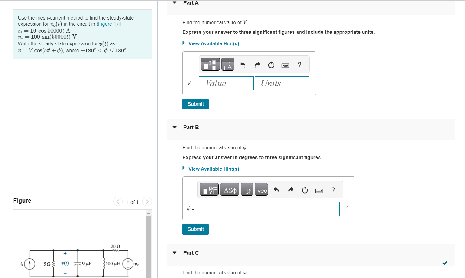 Solved Use the mesh-current method to find the steady-state | Chegg.com