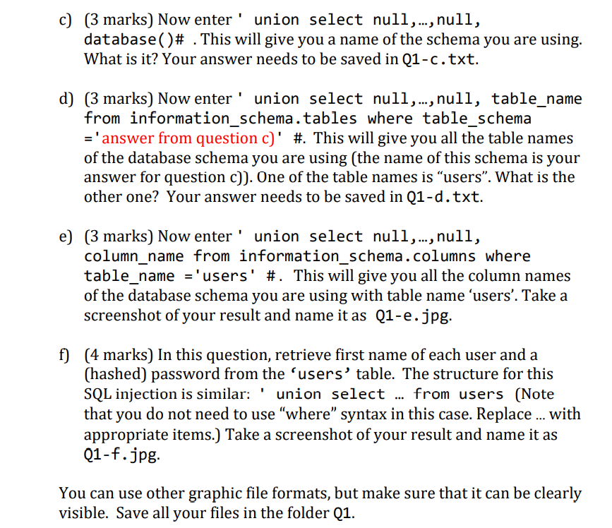 Solved 1. Further SQL Injection Attack (20 marks) Turn on | Chegg.com