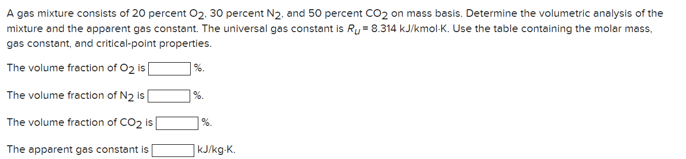 Solved A gas mixture consists of 20 percent O2, 30 percent | Chegg.com