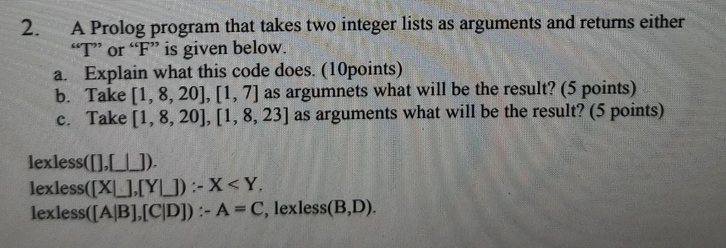 Solved 2 A Prolog Program That Takes Two Integer Lists As