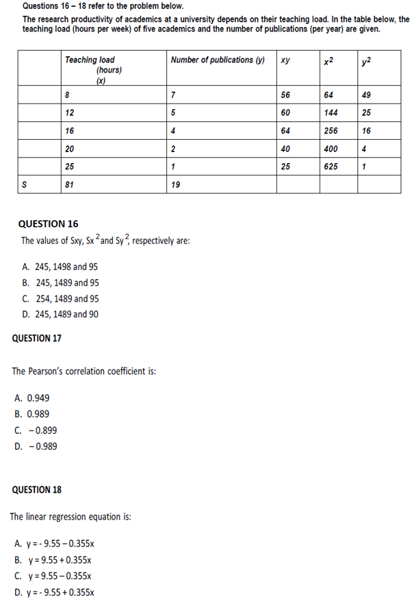 Solved Questions 16-18 ﻿refer to the problem below.The | Chegg.com