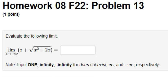 Solved Homework 08 F22: Problem 13 (1 point) Evaluate the | Chegg.com