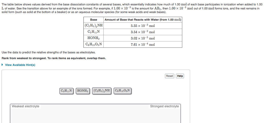 Solved The table below shows values derived from the base | Chegg.com
