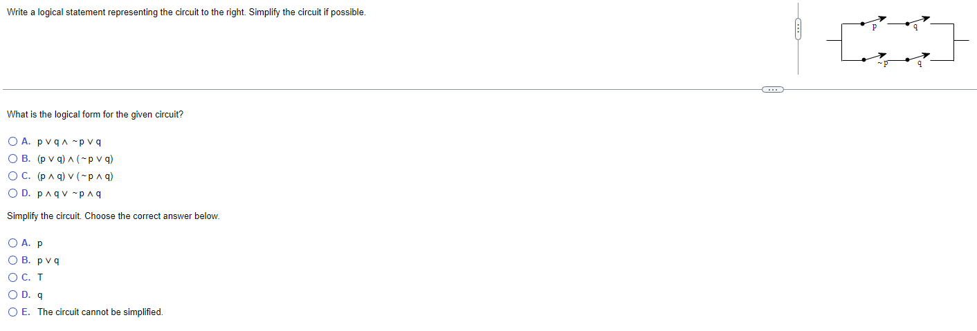 Solved Write a logical statement representing the circuit to | Chegg.com