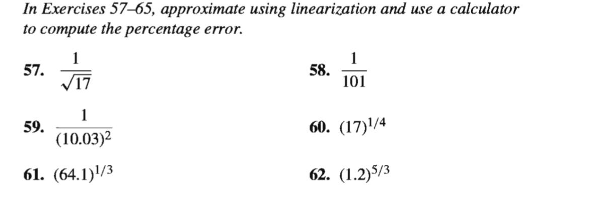 Solved In Exercises 57-65, approximate using linearization | Chegg.com