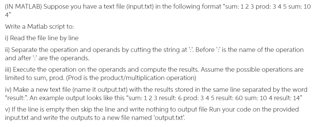 Solved (IN MATLAB) Suppose you have a text file (input.txt) | Chegg.com