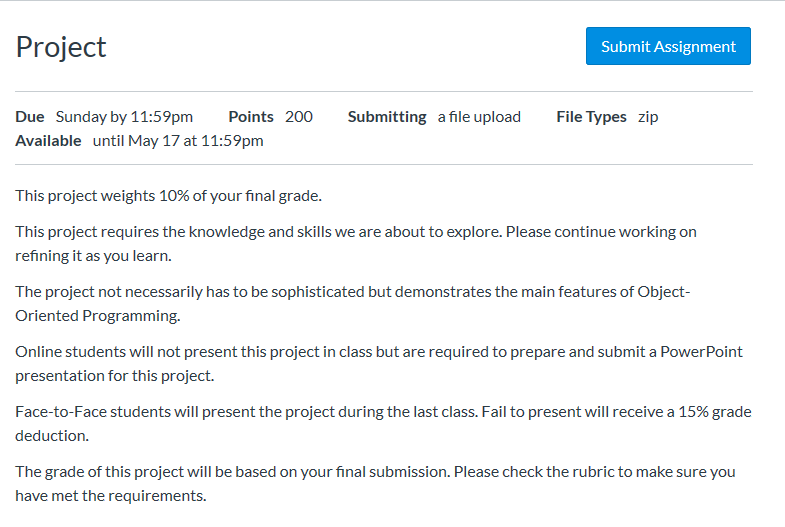 Project Submit Assignment Submitting A File Upload Chegg