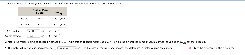 Solved In the case of methane and hexane, the difference in | Chegg.com