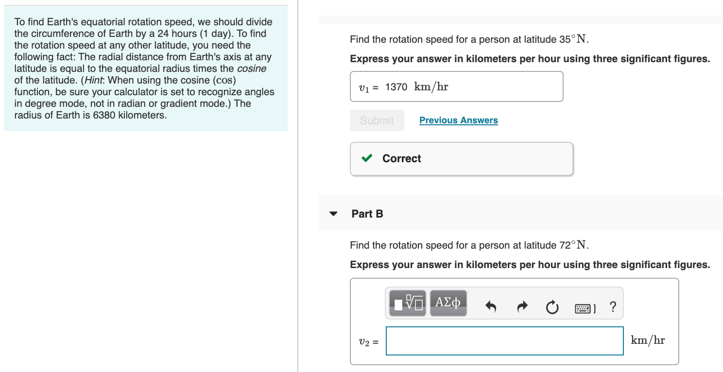 Solved Find the rotation speed for a person at latitude | Chegg.com