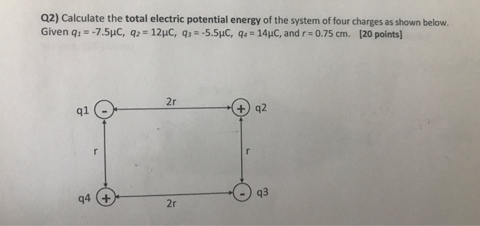 Solved Calculate the total electric potential energy of the | Chegg.com