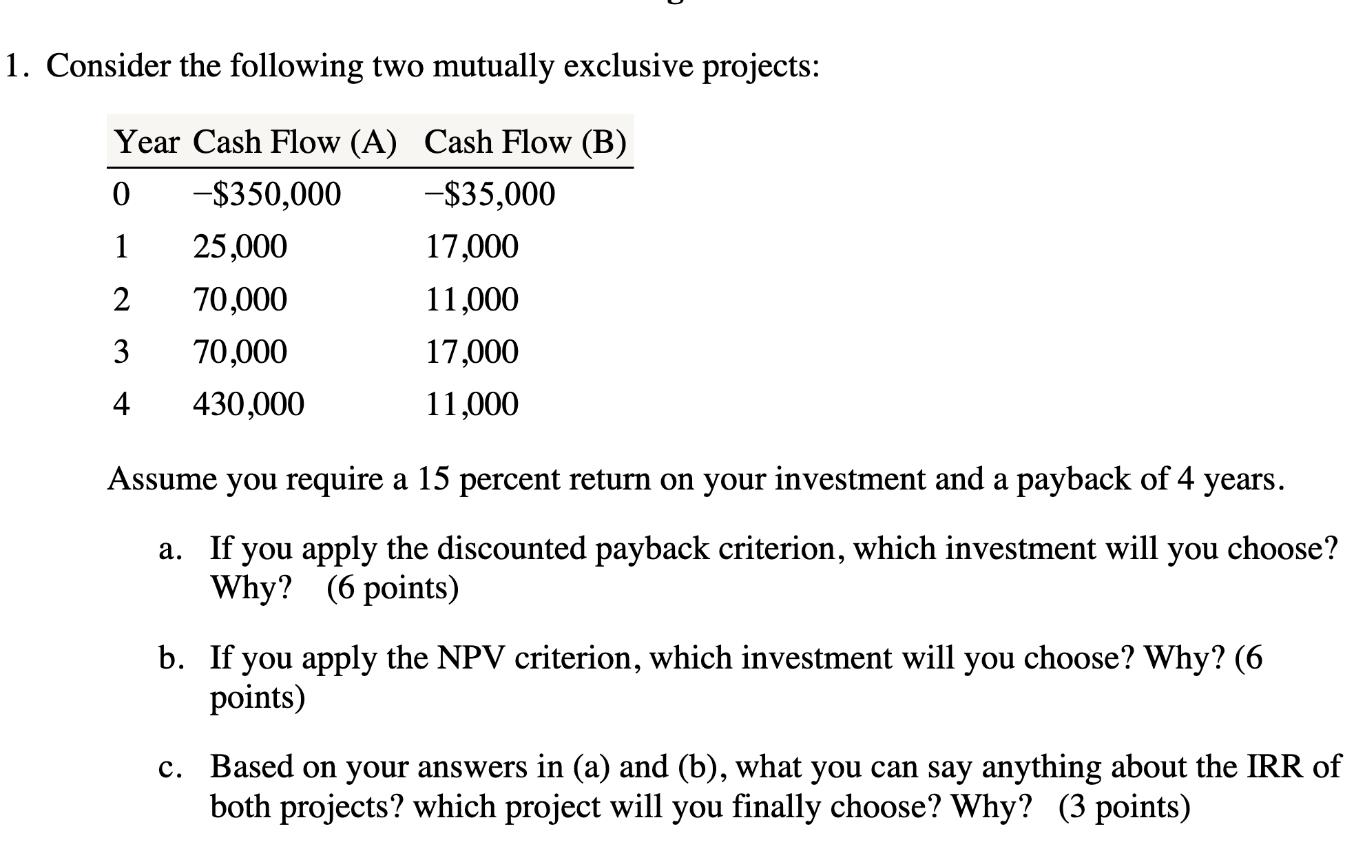Solved 1. ﻿Consider the following two mutually exclusive | Chegg.com