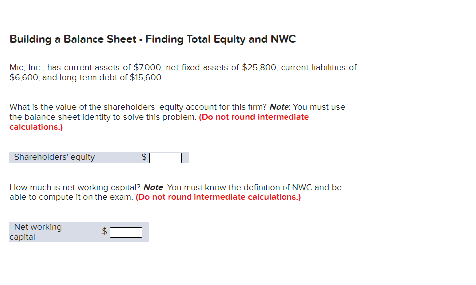 Solved Building a Balance Sheet - Finding Total Equity and | Chegg.com