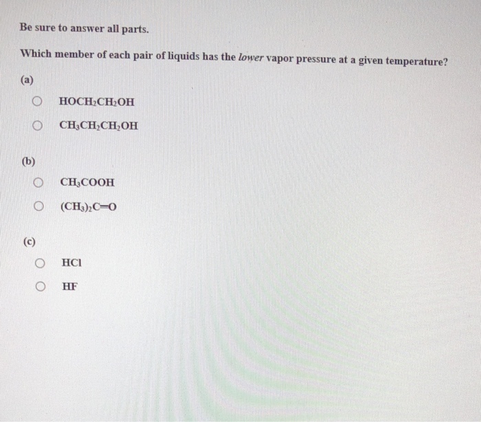 Solved Be sure to answer all parts. Which member of each | Chegg.com