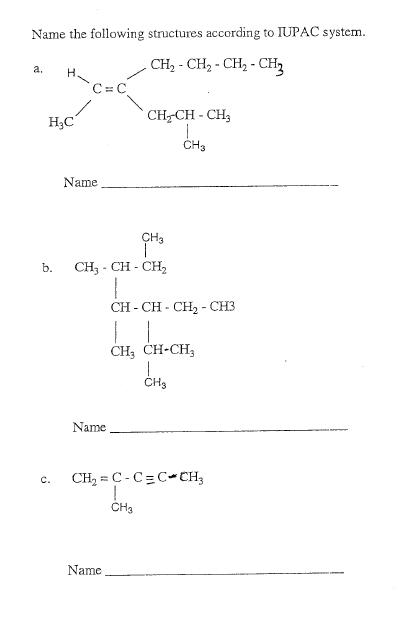 Solved Name the following structures according to IUPAC | Chegg.com