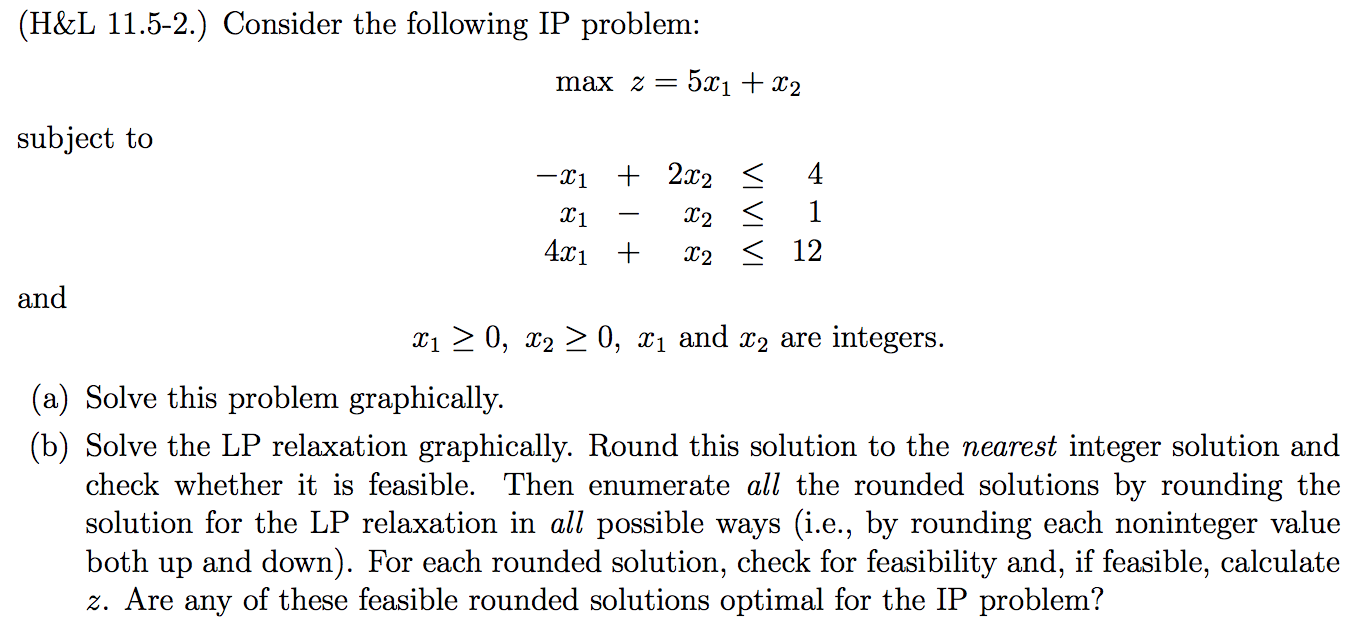 Solved (H&L 11.5-2.) Consider the following IP problem: max | Chegg.com