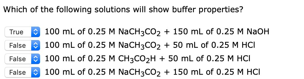Solved Which of the following solutions will show buffer | Chegg.com