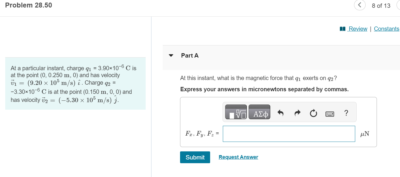 Solved At a particular instant, charge q1=3.90×10−6C is at | Chegg.com