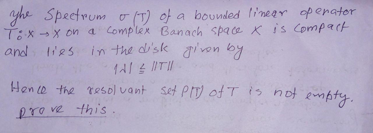 Solved The Spectrum o (T) of a bounded linear operator Toxx | Chegg.com
