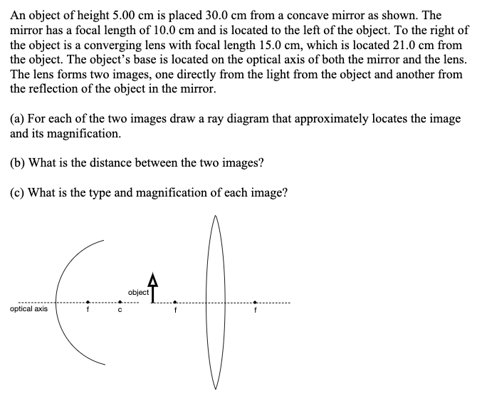 Solved An object of height 5.00 cm is placed 30.0 cm from a | Chegg.com