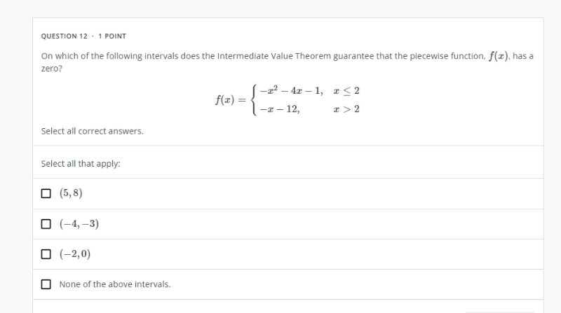 Solved QUESTION 12⋅1 POINT On which of the following | Chegg.com