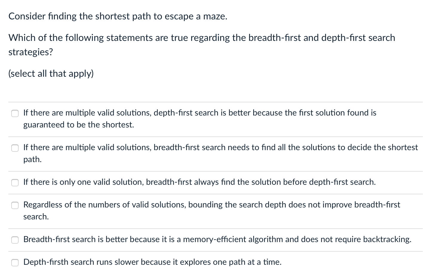 Solved Consider finding the shortest path to escape a maze. | Chegg.com