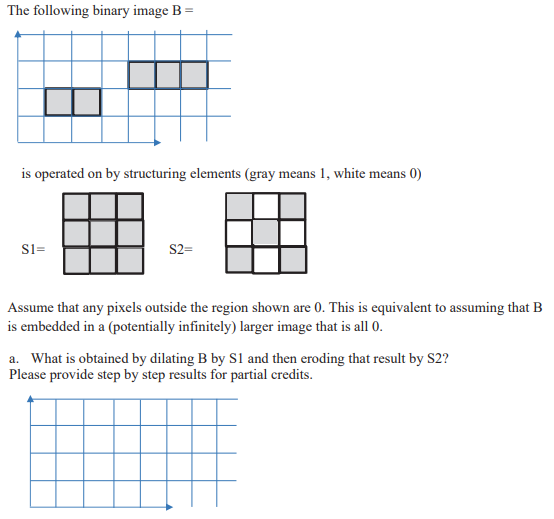 Solved The following binary image B= is operated on by | Chegg.com