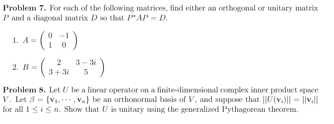 Solved Problem 7. For each of the following matrices, find | Chegg.com