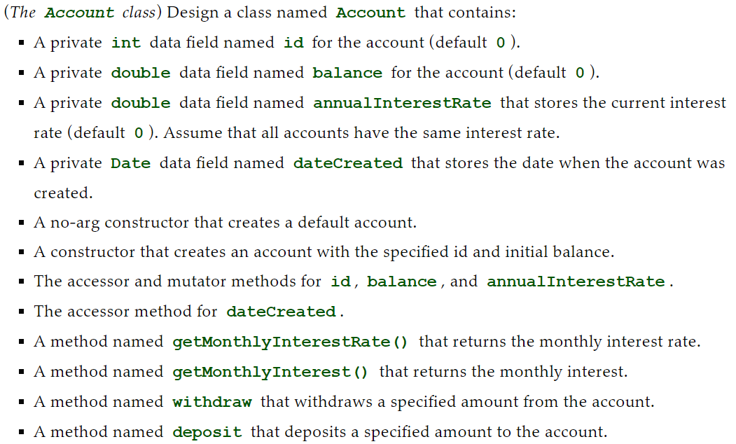 Solved (The Account class) Design a class named Account that | Chegg.com