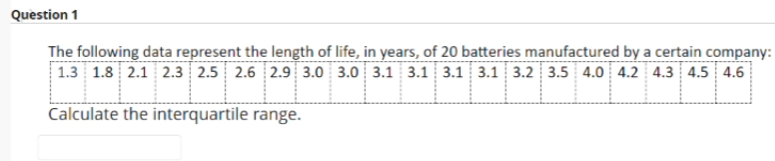 Solved Calculate the interquartile range. | Chegg.com