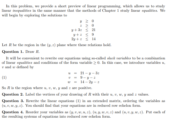 Solved In this problem, we provide a short preview of linear | Chegg.com