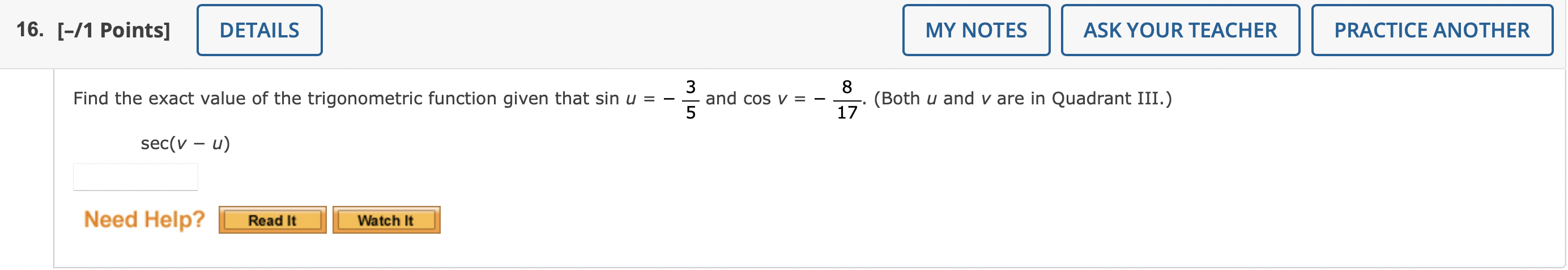 Solved Find the exact value of the trigonometric function | Chegg.com
