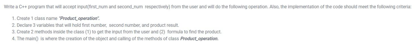 Solved Write a C++ program that will accept input(first_num | Chegg.com