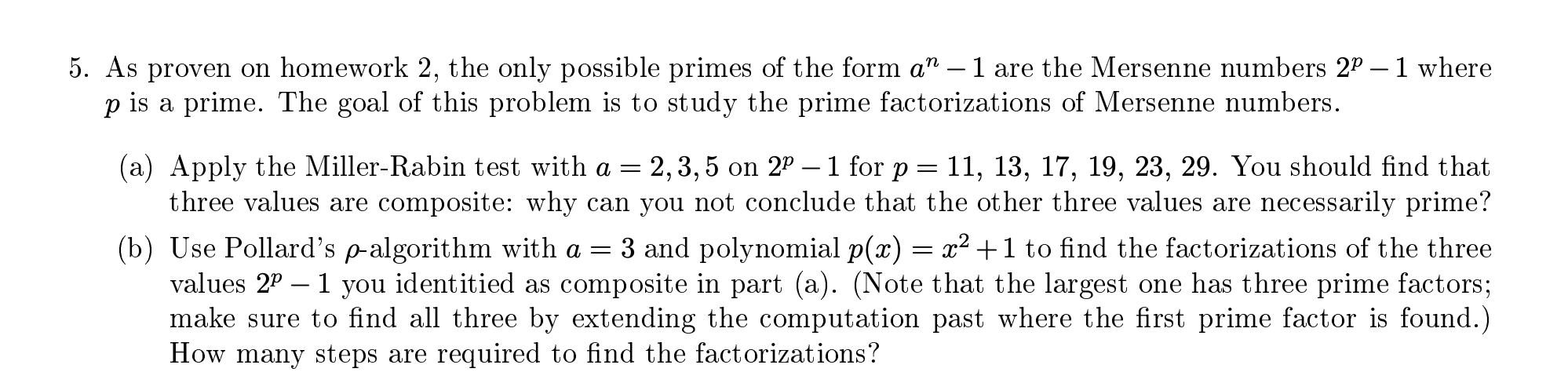 5. As proven on homework 2 , the only possible primes | Chegg.com