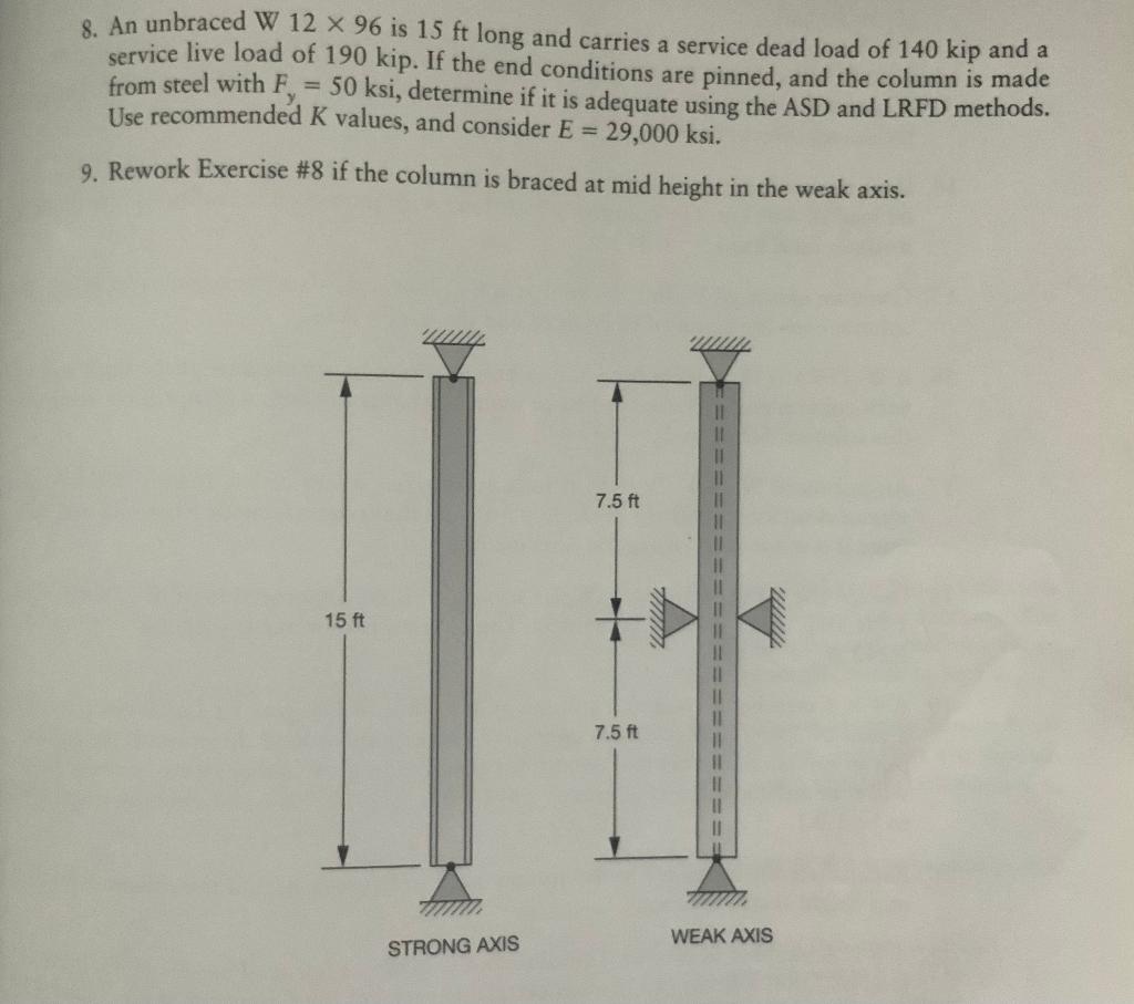Solved Solve problems 9 (for W12x96 with Fy = 50) from | Chegg.com