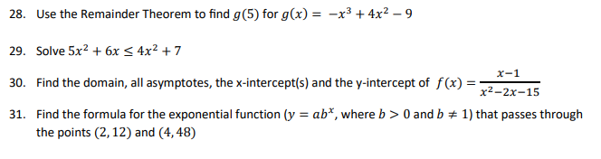 Solved Use the Remainder Theorem to find g(5) ﻿for | Chegg.com