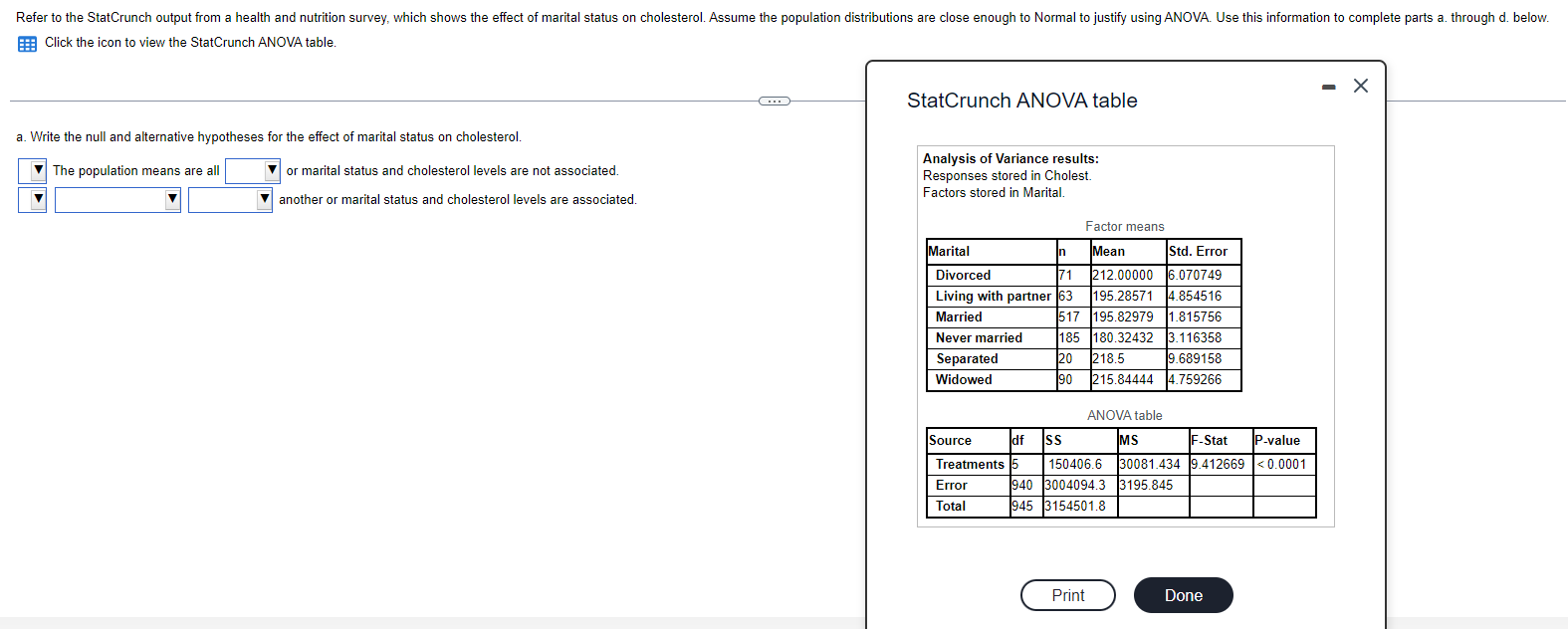 Solved Refer to the StatCrunch output from a health and | Chegg.com