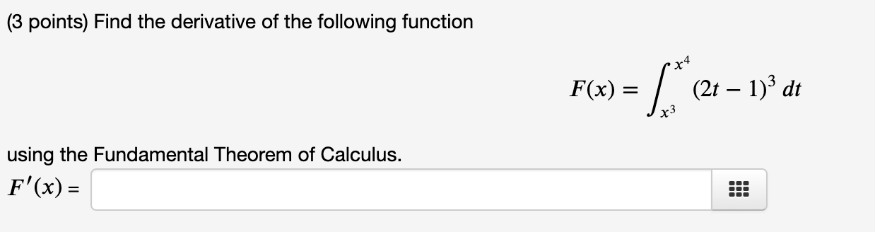 Solved (3 points) Find the derivative of the following | Chegg.com