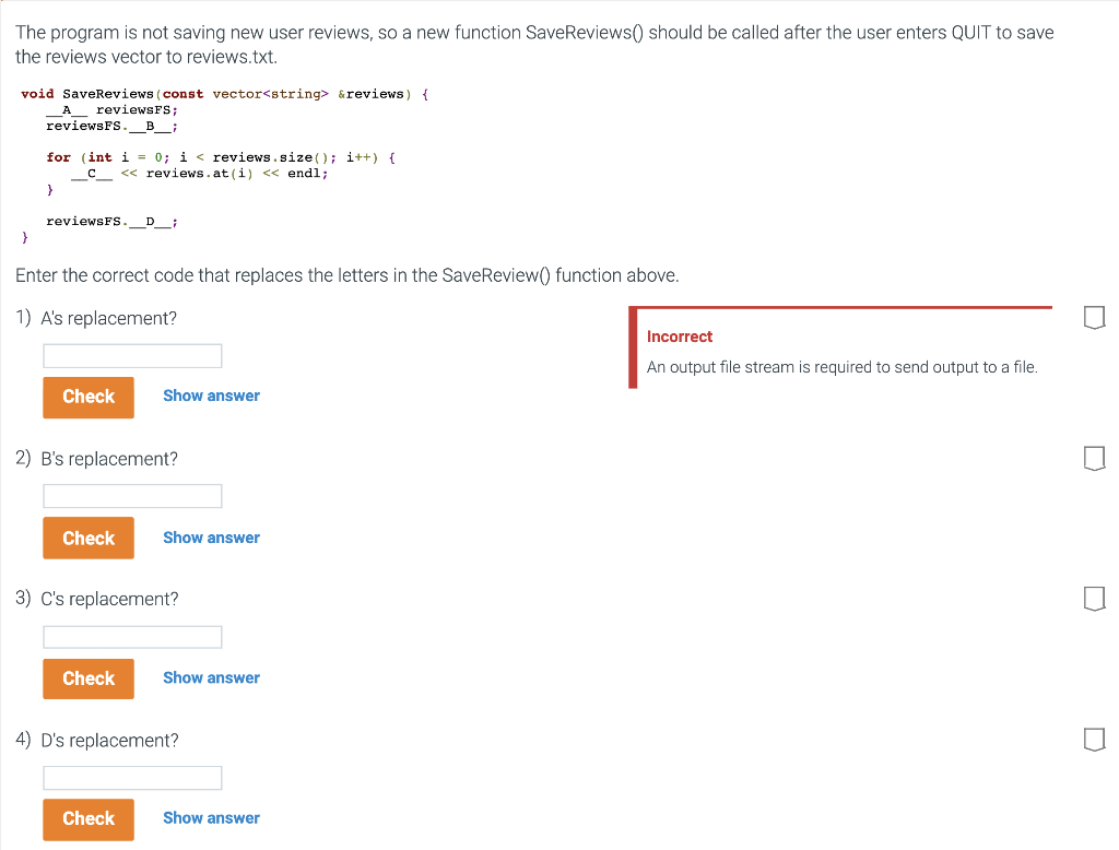 Solved The program is not saving new user reviews, so a new | Chegg.com