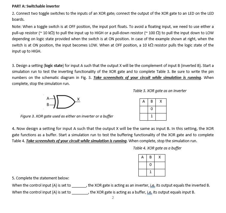 Solved PART A: Switchable inverter 2. Connect two toggle | Chegg.com