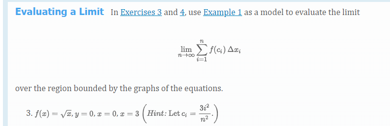Solved Evaluate the limit using Riemann's sums. Image | Chegg.com