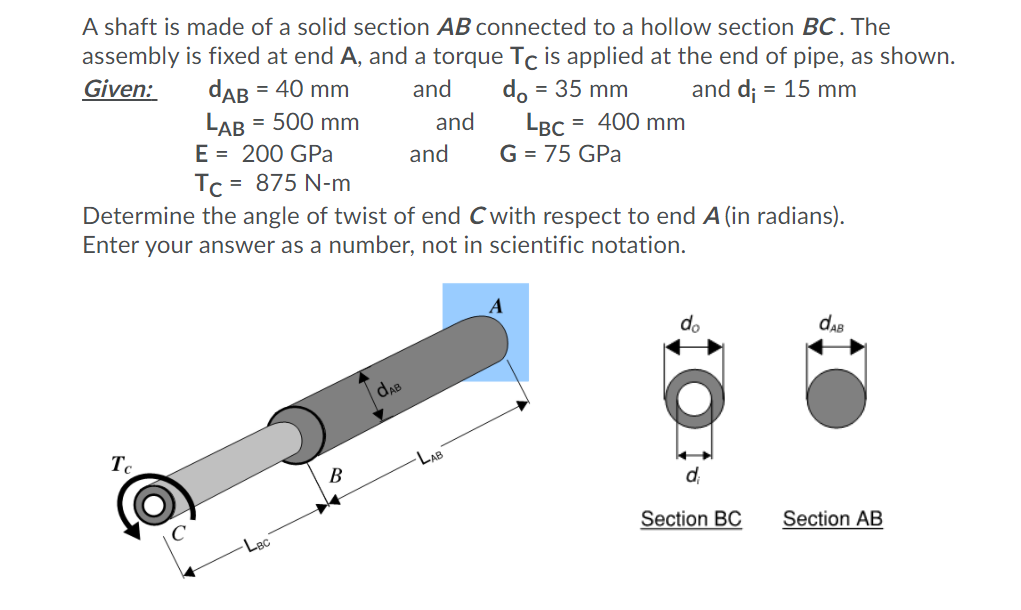 Solved A shaft is made of a solid section AB connected to a | Chegg.com