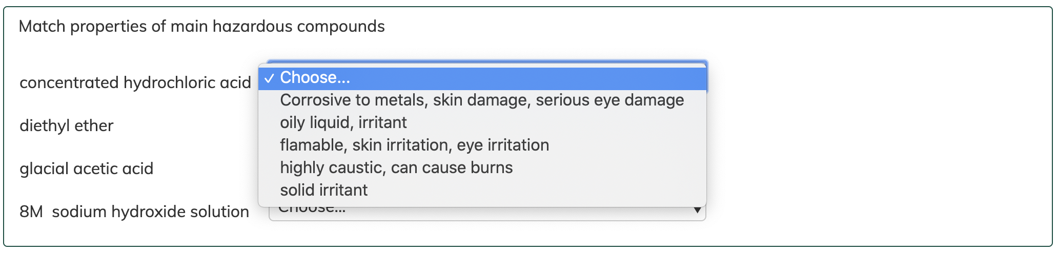 Solved Match properties of main hazardous compounds | Chegg.com