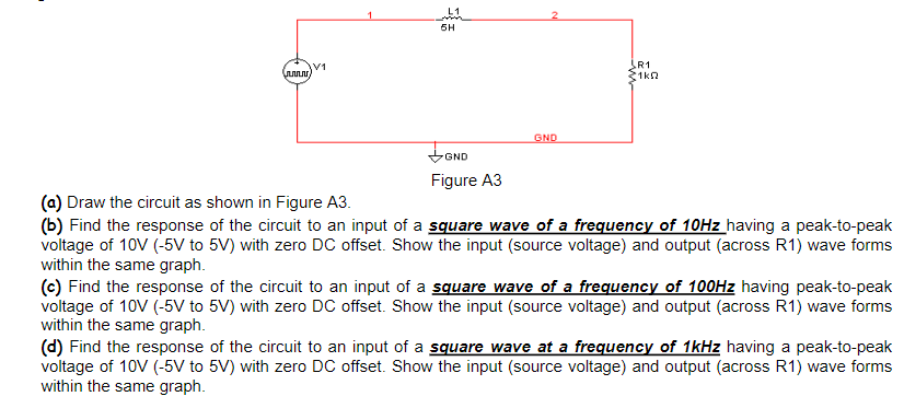 Solved (a) Draw the circuit as shown in Figure A3. (b) Find | Chegg.com