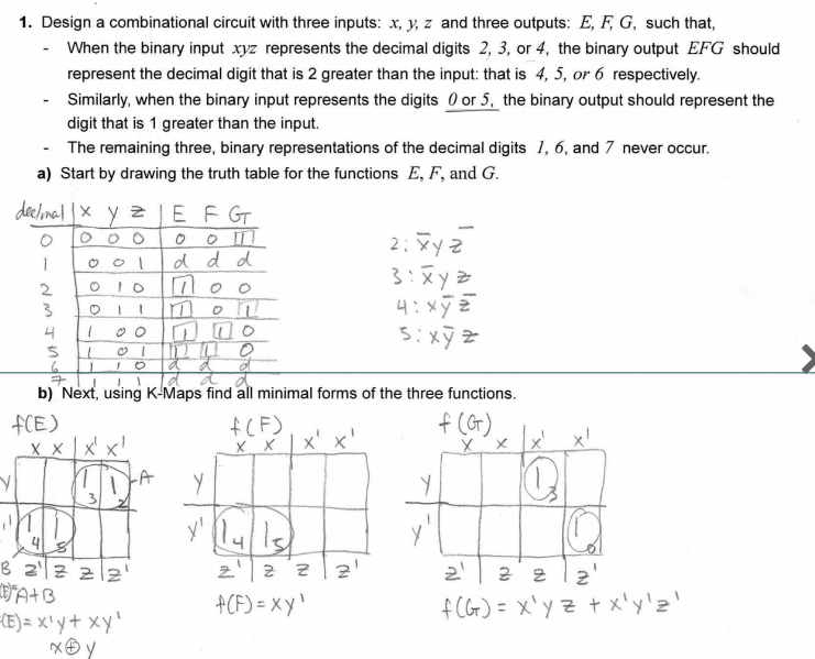 Solved Design A Combinational Circuit With Three Inputs