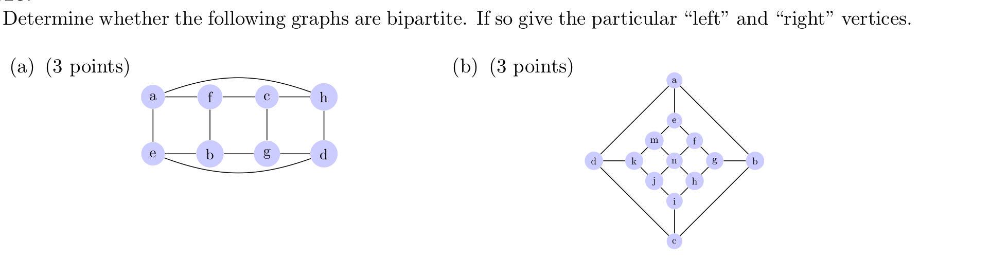 Solved Determine whether the following graphs are bipartite. | Chegg.com