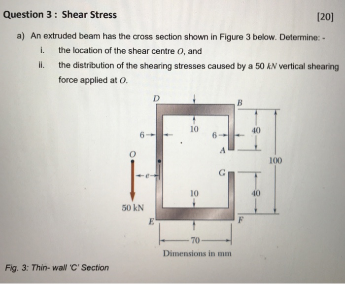 Solved Question 3: Shear Stress (20] a) An extruded beam has | Chegg.com