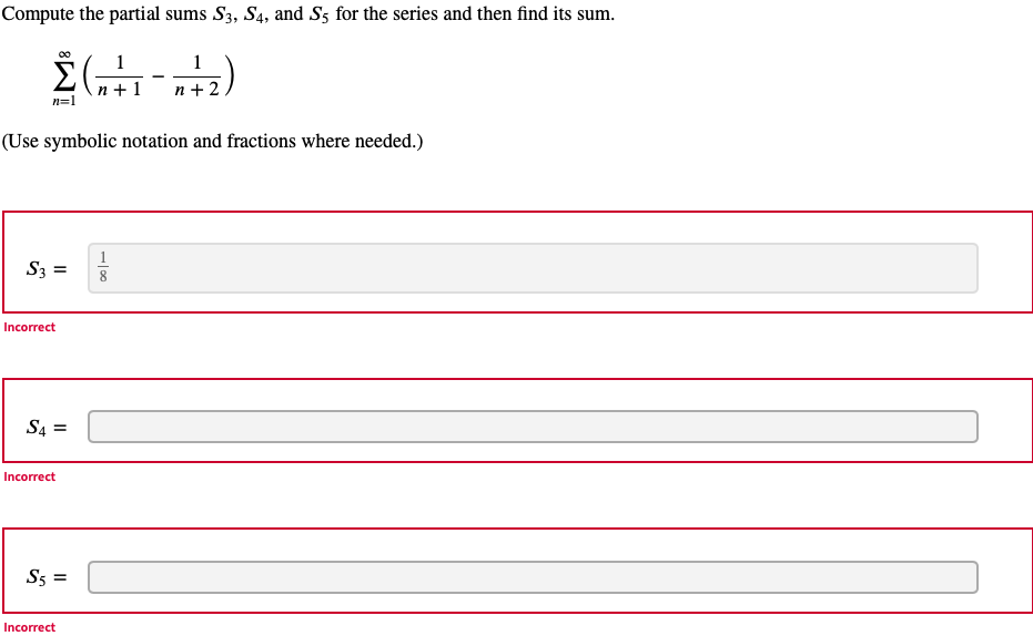 Solved Compute the partial sums S3, S4, and S5 for the | Chegg.com