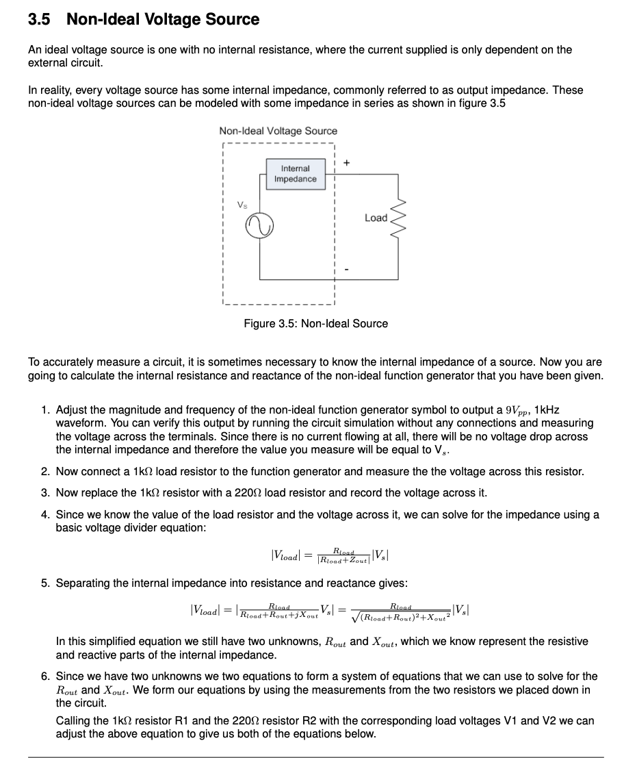 3.5 Non-Ideal Voltage Source An ideal voltage source | Chegg.com