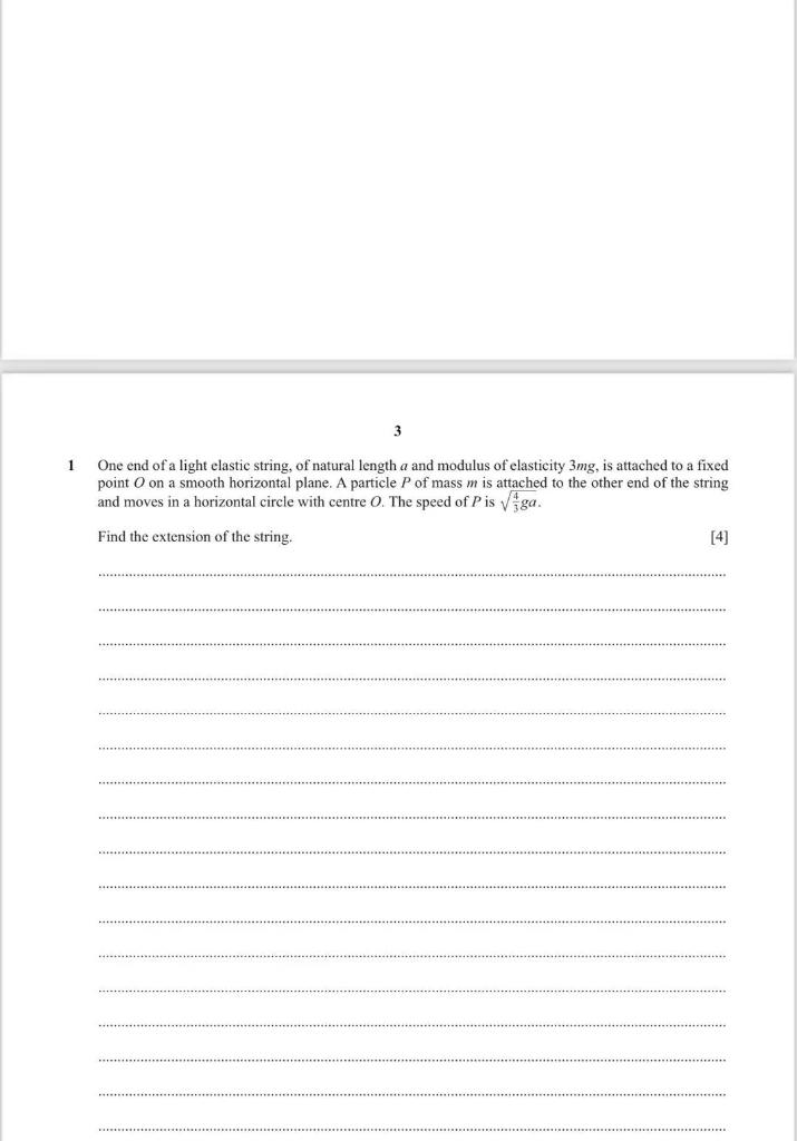 Solved 3 1 One end of a light elastic string, of natural | Chegg.com