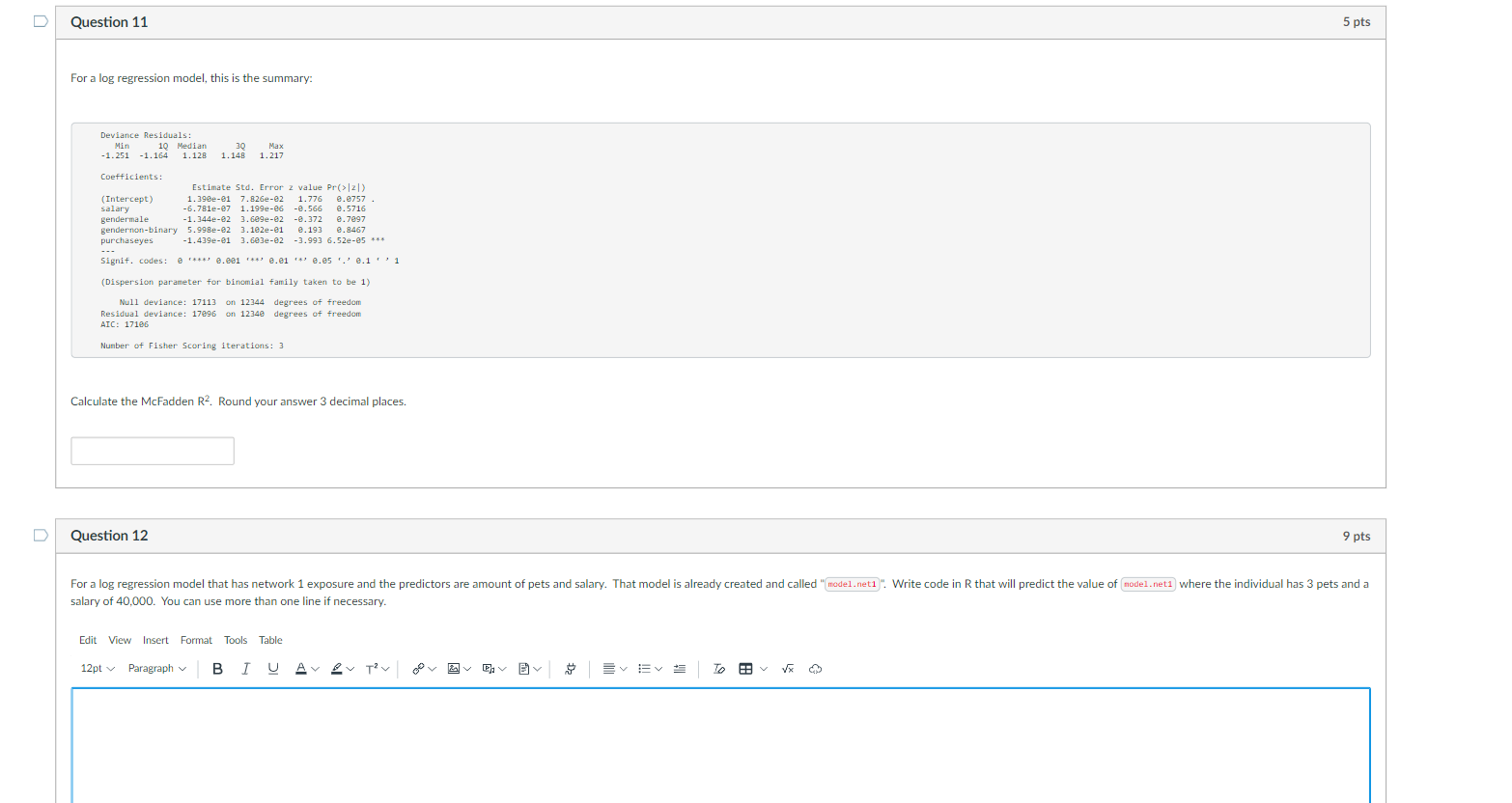 Solved The scenario for the data in exam3.data is that you | Chegg.com